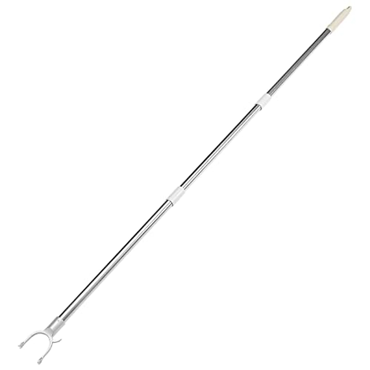 DOITOOL Clothesline Long Reach Pole Aluminium Alloy Closet Reacher Pole with Hook Adjustable Clothes Rod Clothesline Fork, High Reach Garment Hook Sturdy Clothesline Pole Curtain Pull Rod
