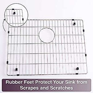 Kitchen Sink Grid (19" x 14") - Kitchen Sink Protector Stainless Steel - Sink Rack for Bottom of Sink with Rear Drain for Single Sink Bowl - Anti Scratch, Sturdy, and Rust Resistant