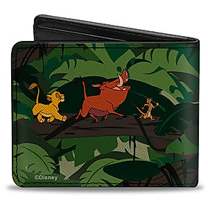 Disney Wallet, Bifold, The Lion King Simba Pumbaa Timon Hakuna Matata Jungle Poses, Vegan Leather