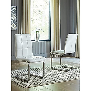 Signature Design by Ashley Madanere Contemporary Faux Leather Upholstered Dining Chair, 4 Count, White