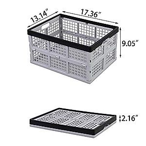 Xowine 30 L Plastic Collapsible Storage Crate, 3-Pack Stacking Folding Storage Crates, Gray, F