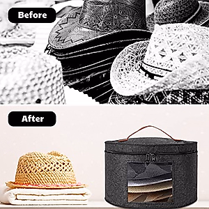 Munskine Hat Boxes for Women Storage & Men Foldable Hat Storage Boxes - Large Capacity Storage Box With Lids Round Box for Travel With Dustproof Lid Toy Storage - Dark Grey