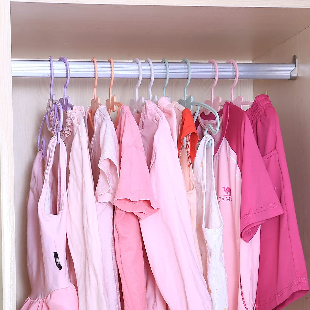 veeyidd Children's Hangers Plasti - 11.6" Size for Baby Kids Infant & Toddler Clothes (5 Colors, 50 Pack)