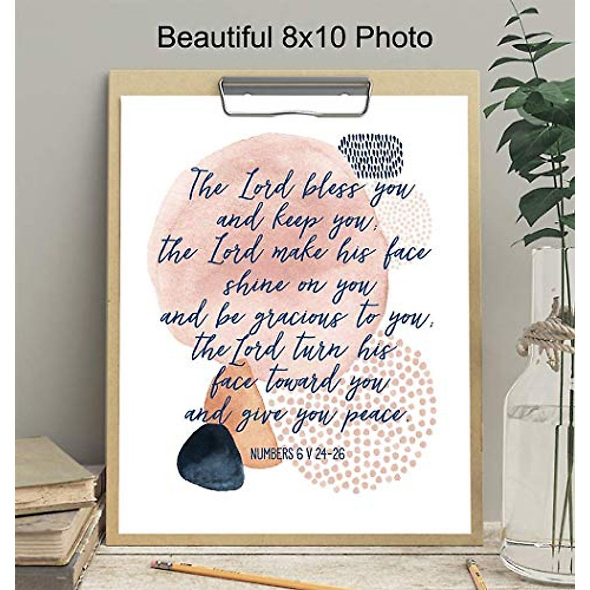 May the Lord Bless You and Keep You - Positive Inspirational Uplifting Religious Bible Study Wall Decor - Motivational Quote Scripture Verse Wall Art - Christian Encouragement Gifts - Aaronic Blessing