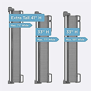 Perma Child Safety Indoor/Outdoor Retractable Baby Gate 41" Tall, Extends to 71" Wide, Gray