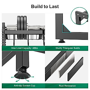 GSlife Over The Sink Dish Drying Rack - Length Adjustable (33.66~39.57") Dish Rack Over Sink Large Capacity, Rustproof Kitchen Dish Drying Rack, Above Sink Dish Rack, Black