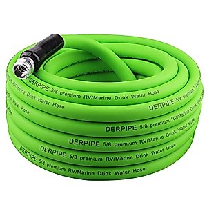 DERPIPE Heavy Duty Garden Hose - 5/8" x 50 ft, Flexible and Kink Resistant RV Safe Drinking Water Hose, with 3/4" GHT Solid Aluminum Connector