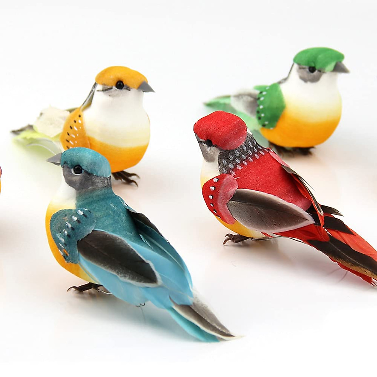 MAOMIA 12pcs Artificial Simulation Foam Bird Mini Feather Birds Ornaments DIY Craft for Home Garden Wedding Decoration Party Accessories