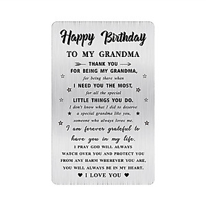Alotozo Grandma Birthday Card, Happy Birthday Gifts to My Grandma, Grandmother Bday Engraved Wallet Card Inserts