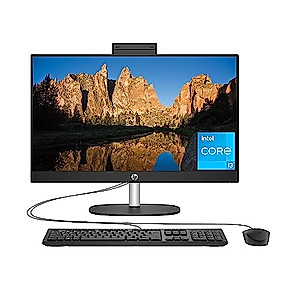 HP 23.8 inch All-in-One Desktop PC, FHD Display, Intel Core i3-N300, 8 GB RAM, 256 GB SSD, Intel UHD Graphics, Windows 11 Home, 24-cr0030 (2023), Shell White