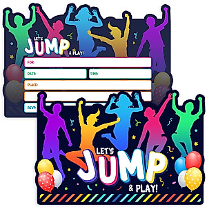 Simimi art Bounce House or Jumping Party Invitations - Trampoline Jump Birthday Invite - Trampoline Birthday Party - LET'S JUMP & PLAY (30 Cards + 30 Envelopes)