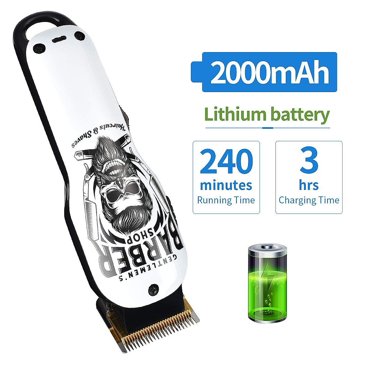 BESTBOMG Updated Professional Hair Clippers Cordless Hair Haircut Kit Rechargeable 2000mAh Hair Beard Trimmer Haircut Grooming Kit with 6 Guide Combs & for Men/Father/Husband/Boyfriend