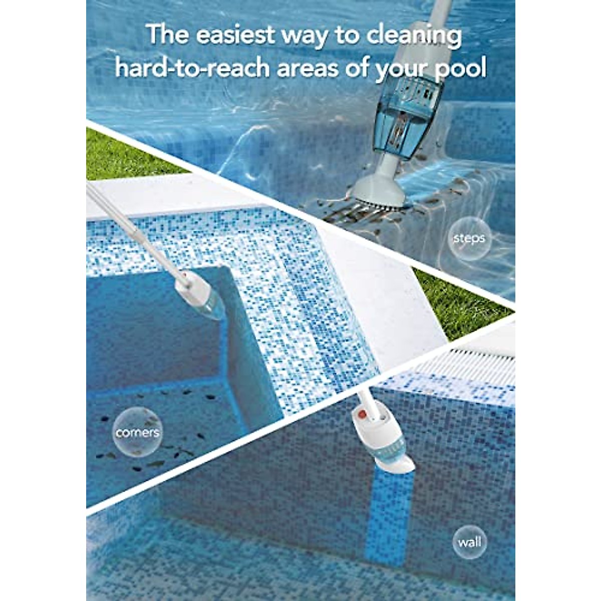 (2023 Upgraded) WYBOT Cordless Pool Vacuum with Telescopic Pole, Handheld Rechargeable Pool Cleaner for Deep Cleaning with 60 Mins Runtime, Powerful Suction, Ideal for Above Ground Pools/Spas/Hot Tubs