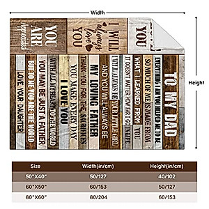 Gifts for Dad from Daughtger Throw Blanket Birthday Gifts to My Dad Father Ultra-Soft Cozy Fleece Blanket Idea Blanket for Bedding Sofa (Dad-Wood, 60"x50")