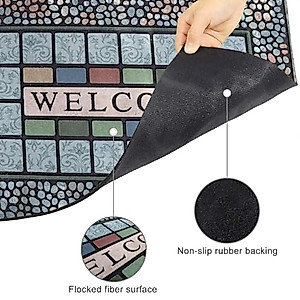 CHICHIC Rectangle Entrance Door Mat Large 24 x 36 Inch Entry Way High Traffic Area Doormat Front Door Rugs Outdoors Heavy Duty Welcome Mat, Non Slip Rubber Back Low Profile for Garage