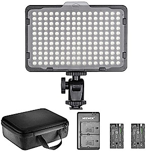 NEEWER Dimmable 176 LED Video Light Lighting Kit: 176 LED Panel 3200-5600K, 2 Pieces Rechargeable Li-ion Battery, USB Charger and Portable Durable Case for Canon, Nikon, Pentax, Sony DSLR Cameras