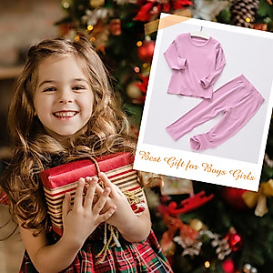 Zando Girls Thermal Underwear Set Toddler Fleece Base Layer Kids Long Johns Thermal Set Girls Ultra Soft Kids Thermal Set Girls Underwear Light Pink Medium (90)/2T