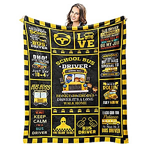 School Bus Driver Gifts for Women - Birthday Gifts for School Bus Driver - Back to School End Of Term Gifts for Bus Driver - Thank You Appreciation Gift for School Bus Driver - Throw Blanket 60"x50"