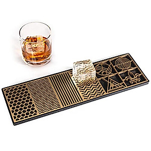 Clear Ice Cube Design Tray - Craft Modern Ice Molds for Bourbon & Cocktails in 5 Seconds - Whiskey Ice Mold Ice Cube Stamp – Bartender Accessories - Clear Ice Cocktails by Ash Harbor (Patterns)