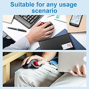 SANWA Bluetooth Ergonomic Trackball Mouse, Optical Vertical Rollerball Mice, Silent Buttons, 600/800/1200/1600 Adjustable DPI, Compatible with MacBook, Windows, macOS, iPad, Android, iOS, Chrome OS