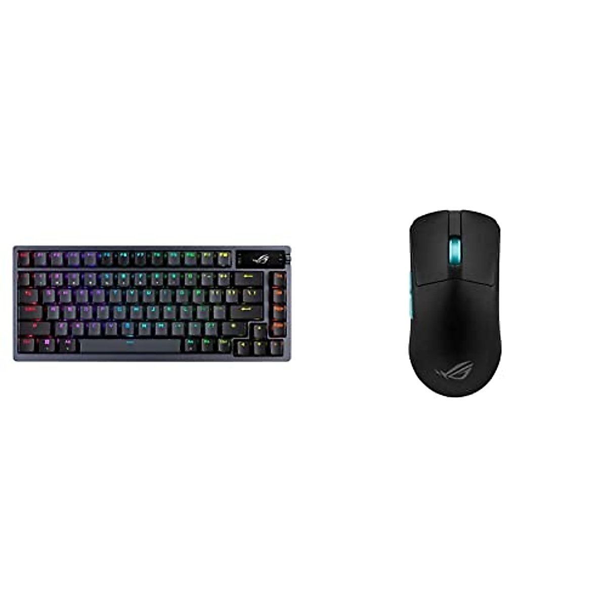 ASUS ROG Azoth 75% Wireless DIY Custom Gaming Keyboard, OLED Display, Three-Layer Dampening & ROG Harpe Ace Aim Lab Edition Gaming Mouse, 54 g Ultra-Lightwieght, Connectivity