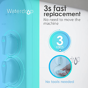 Waterdrop G3P800 Reverse Osmosis System with WD-G3-2CFCB Filter, 800 GPD Fast Flow, NSF/ANSI 42 & 58 & 372 Certified, 3:1 Pure to Drain