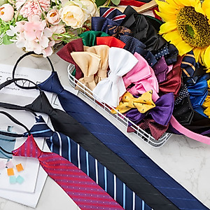 JaGely 32 Pack Bow Ties for Men with 4 Pack Zipper Ties Assorted Pre Tied Clip on Ties Adjustable Skinny Ties Bowties(Stylish Style)