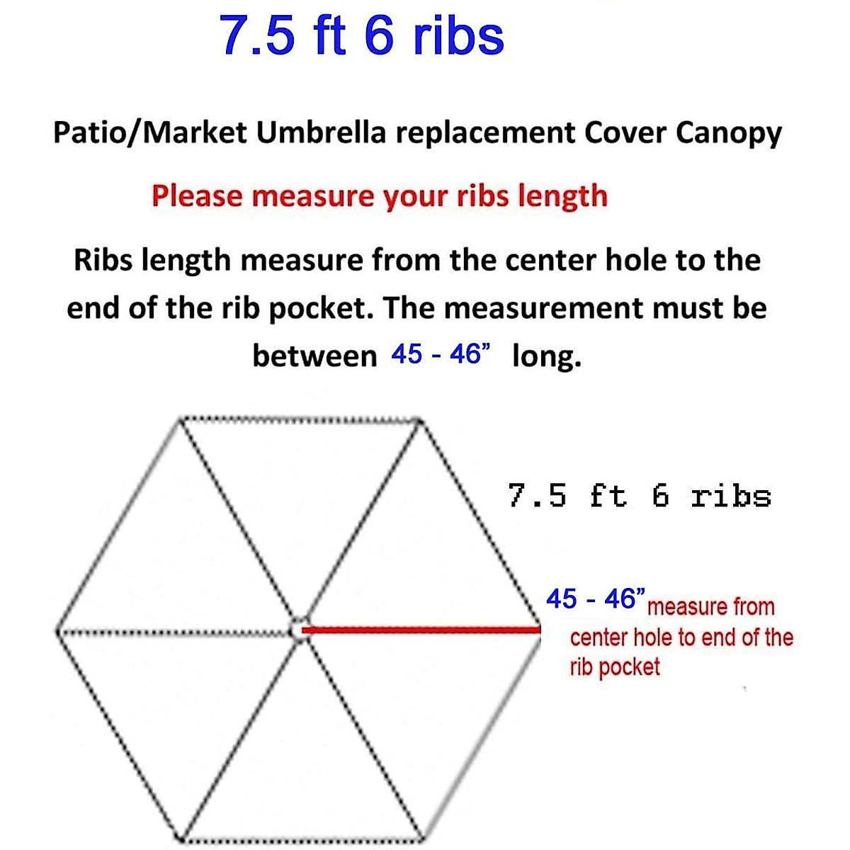 BELLRINO DECOR 7.5 ft 6 Ribs Replacement" STRONG & THICK" Patio Umbrella Canopy Cover (Canopy Only) (LIGHT COFFEE 75)