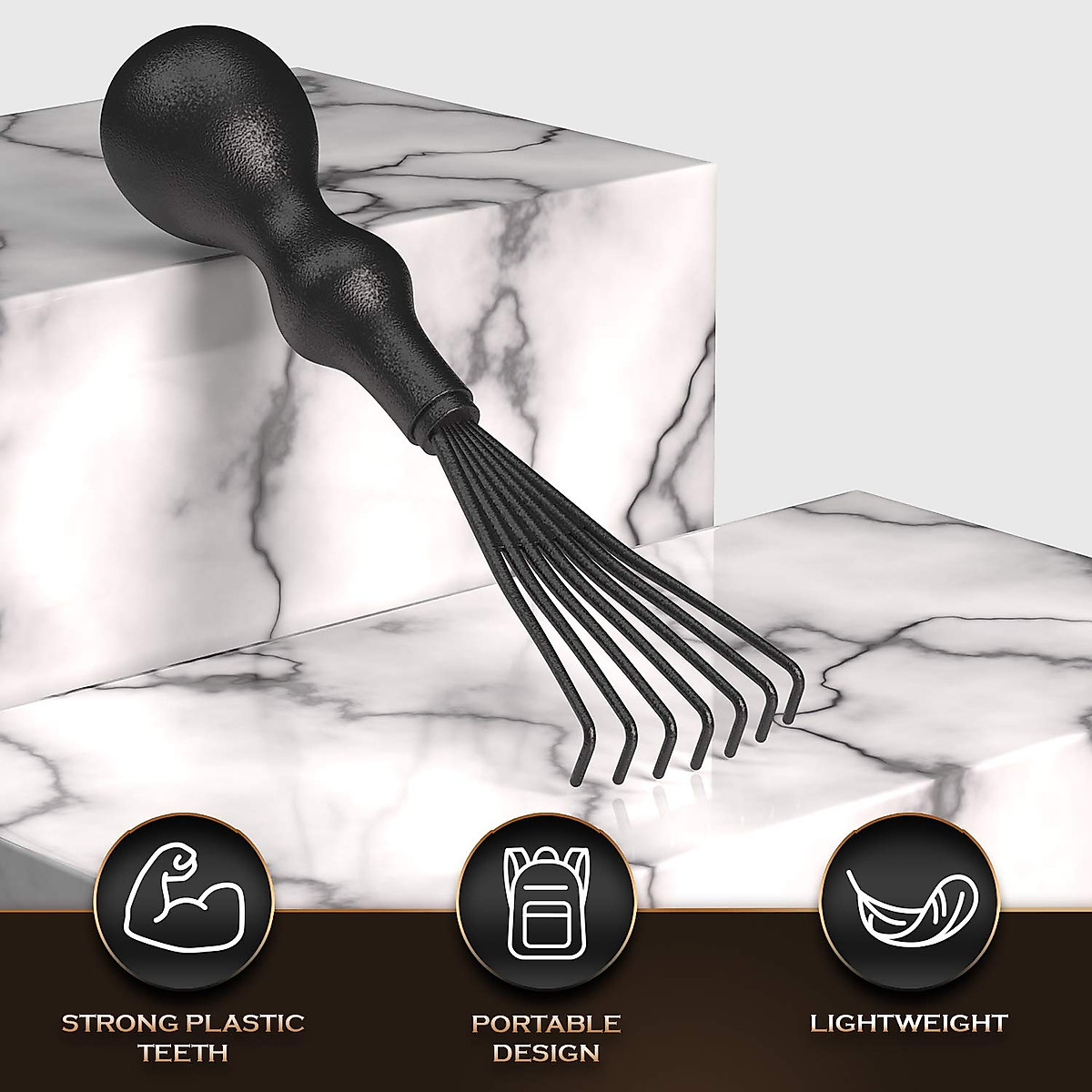 Bossman THE CLAW Round Hair Brush Cleaner Tool 3 Inch - Valentine's Gift for Men - Cleans Boar Bristle, Wave or Plastic Brushes & Combs - Black Hairbrush Cleaning Rake - Cat Brush & Dog Brush Cleaner