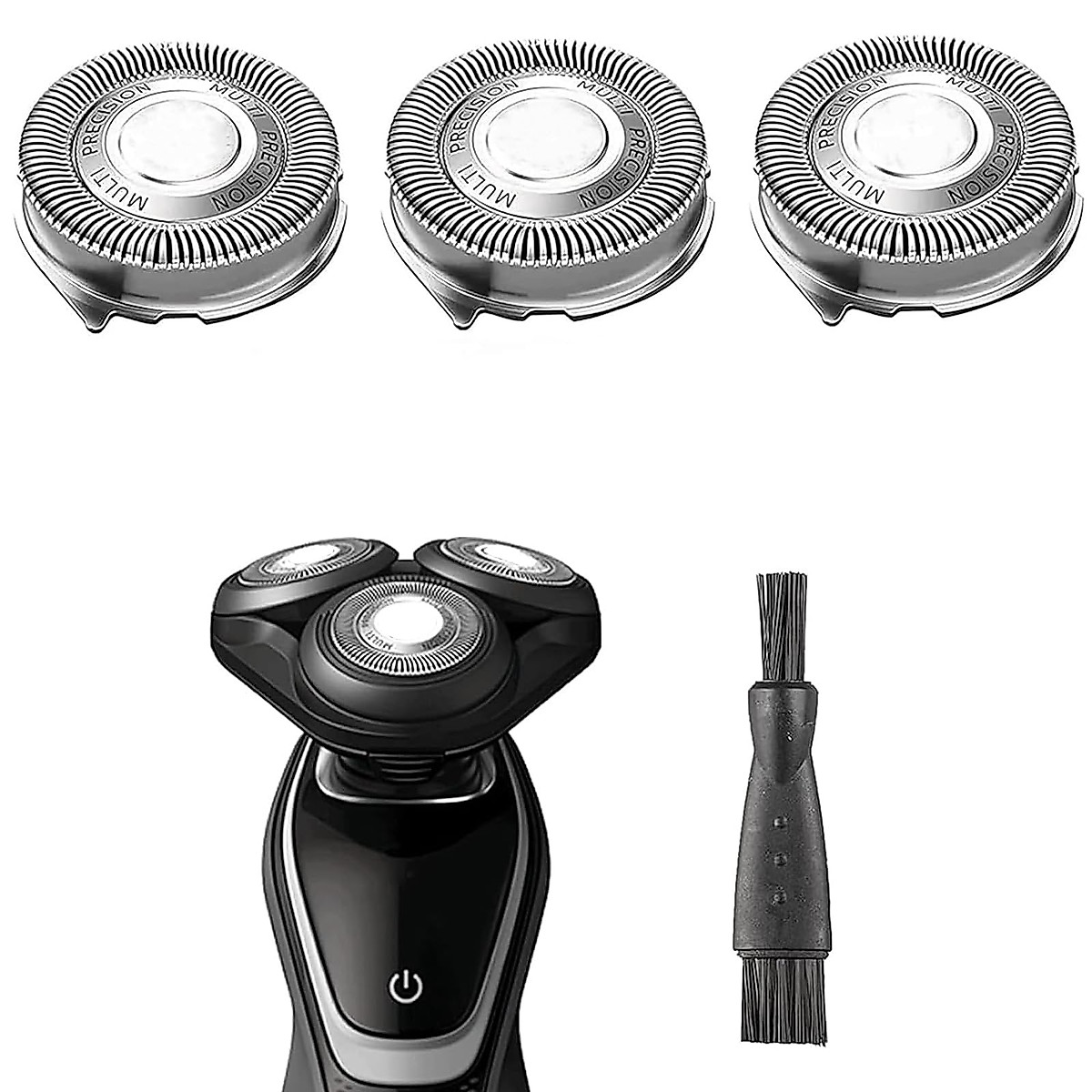 Suleto SH50/52 Replacement Heads Compatible with Philips Series 5000 Electric Shaver, Sh50 Replacement Blades Head Compatible with noreclo Series 5000, ATXX(S5xxx), PTXX (PT8xx, PT7xx) 3-Pack W/Brush