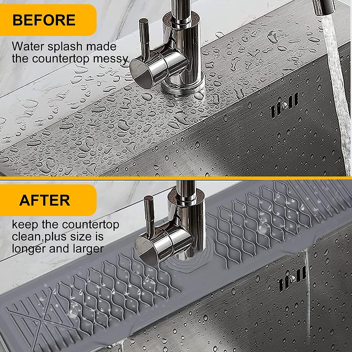 Kitchen Sink Splash Guard,24 inch Silicone Sink Faucet Mat, Sink Draining Pad Behind Faucet, Kitchen Sink Accessories,Faucet Absorbent Mat, Bathroom Faucet Water Catcher Mat For Laundry Room