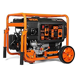 WEN DF623X 6250-Watt 120-Volt/240-Volt Dual Fuel Electric Start Portable Generator with Wheel Kit and CO Shutdown Sensor, Black