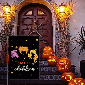 Witch Garden flag for Halloween Burlap House Yard Flag 12x18 Inch Funny Garden Decoration Double Sided Halloween Sign Decoration Outdoor Outside (It's Hocus Pocus Time Witches)