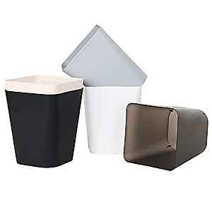 SAROSORA Small Trash Can 1.6 Gallon 3-Pack Trash Basket Mini Garbage Can - for Office, Kitchen, Livingroom, Bathroom, Bedroom (Beige, 3)