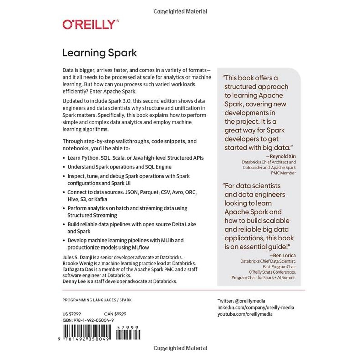 Learning Spark: Lightning-Fast Data Analytics