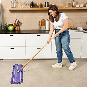 Tidy Tools 48 Inch Purple Dust Mop with Wood Handle and 48 Inch Purple Dust Mop Refill Bundle - 2 Mop Sets and 4 Refills