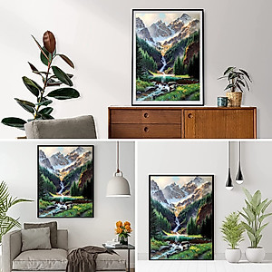 LELEMON Diamond Painting Kits,Waterfall Diamond Art for Adults,Mountain 5d Diamond Painting Kits for Adults,Scenery Diamond Art Kits with Diamond Painting Accessories for Home Wall Decor 12 x 16inch