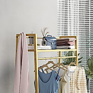 Gold Clothing Rack Modern Clothes Rack with 2- tier Shelf Clothes Display Racks for Bedroom, Boutique, Cloth Store Metal Pipe Hanging Rack-gold