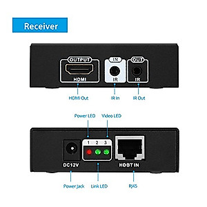 gofanco HDBaseT HDMI Extender 4K 60Hz (4:2:0 8-bit) Over CAT5e/CAT6/CAT7 Cable with Bi-Directional IR, PoC - Up to 70 Meters (230 feet) @ 1080p and 40 Meters (130 feet) @ 4K, HDCP 2.2 (HDbaseT-Ext)