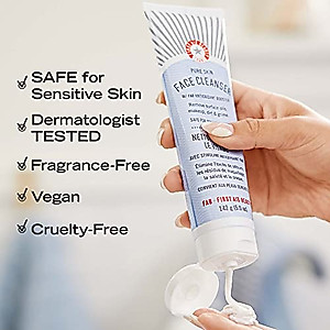 First Aid Beauty Pure Skin Face Cleanser, Sensitive Skin Cream Cleanser with Antioxidant Booster, 5 oz.