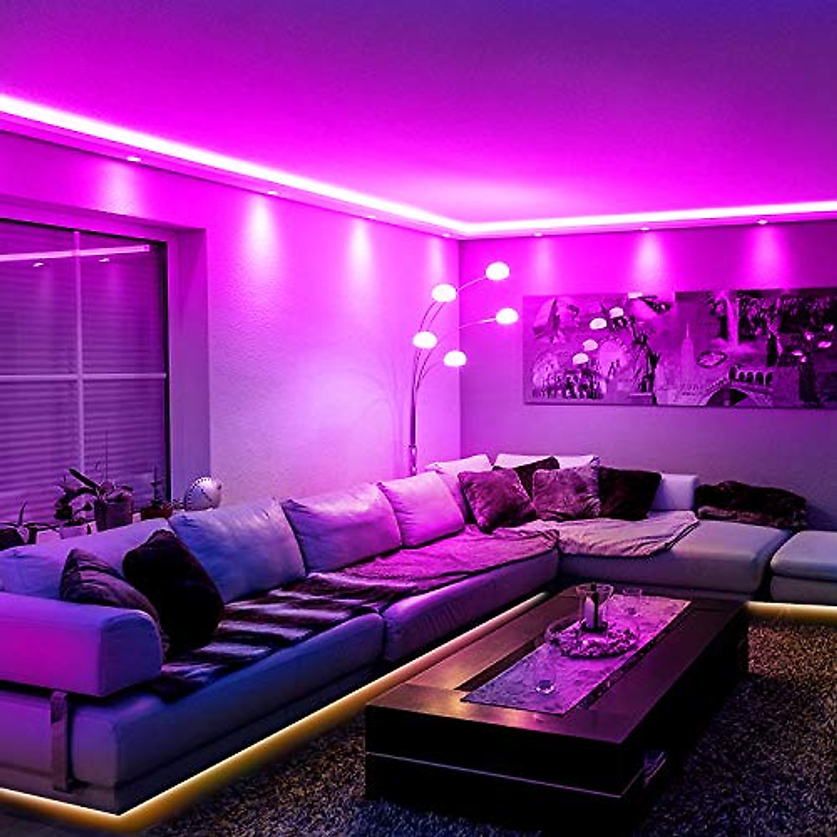 phopollo 100ft Led Lights for Bedroom Sync with Music, Led Strip Lights Compatible with Alexa and Google Home