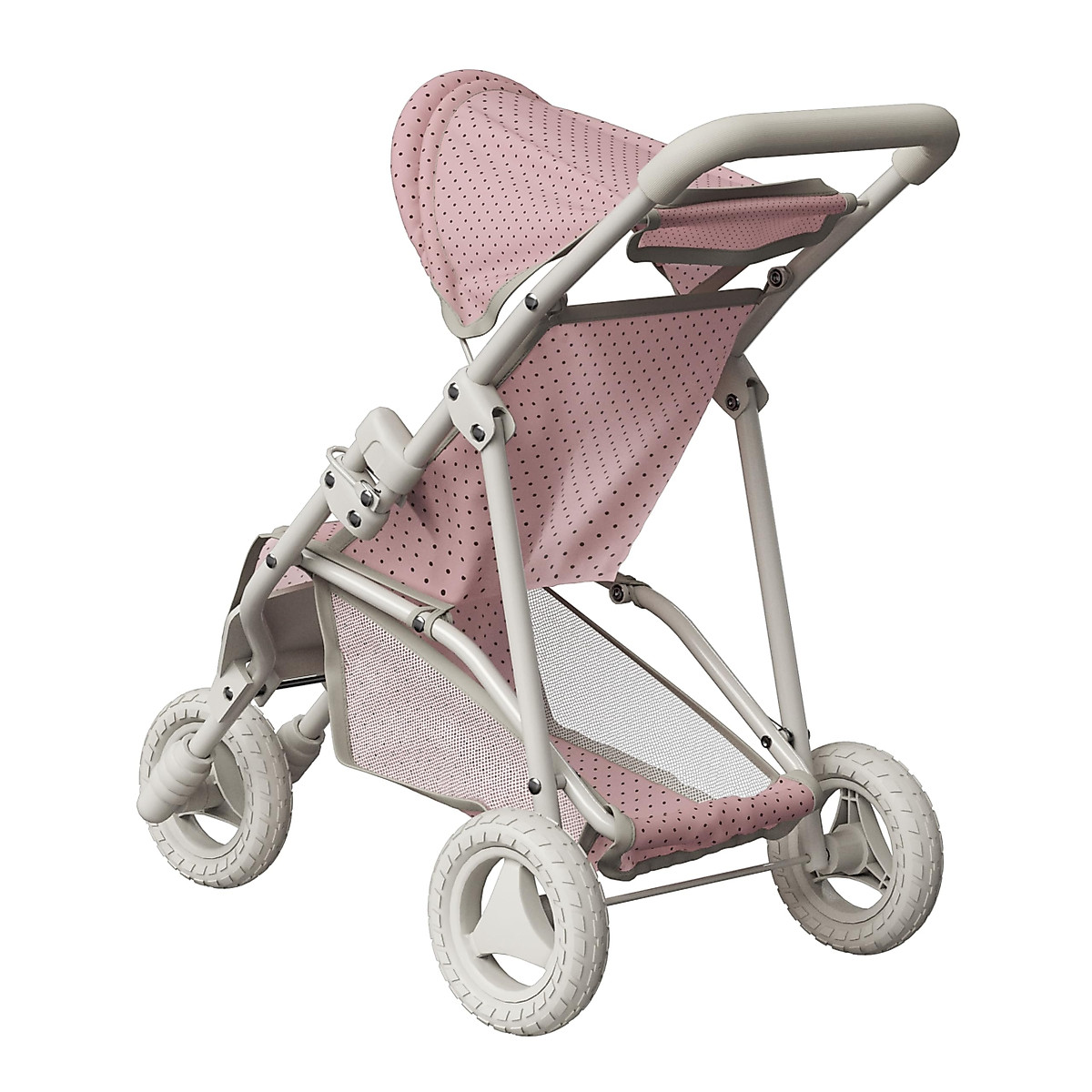 Olivia's Little World Doll Jogging-Style Stroller with Canopy, Storage Underneath, Pink and Cream and Gray