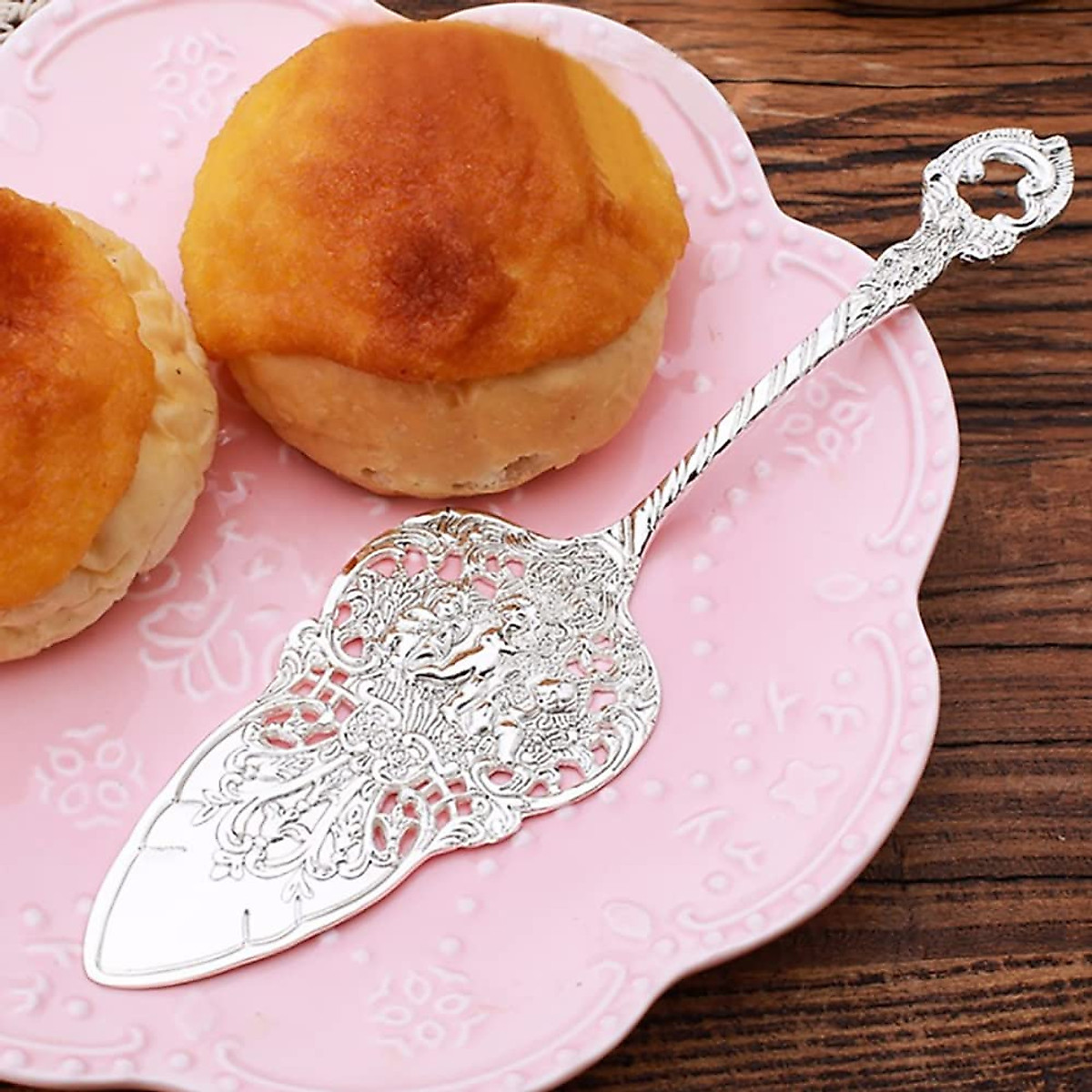 Singring Cake Knife and Server Set Wedding Cake Serving Set Zinc Alloy Cake Knife Shovel Silver Plated Set Birthday Cake Cutter