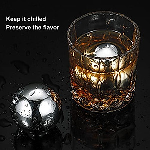 Sunjoy Castle Whiskey Stones Stainless Steel Metal Ice Cube Golf Ball 2.2" Wine Ice Balls for Whiskey Stainless Steel Ice Cube Whiskey Balls Whiskey Chilling Stones Gift Set of 2
