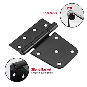 Heavy Duty Gate Hinges 4 Pack, 3.5 Inch Black Shed Barn Door Hinges, Metal Gate Hinges for Wooden Gates Wood Fence Outdoor with Screws, HOME MASTER HARDWARE