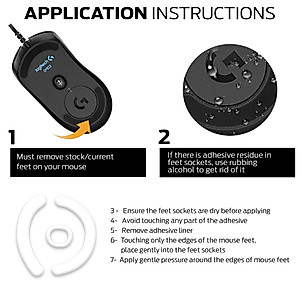HYPERSLIDES 2 Sets Rounded Curved Edges Mouse Feet, Skates, Pads for Logitech G703, G603, G403 Gaming Mouse Feet Replacement (0.8mm, Smooth, Pure White PTFE) Pro Performance Upgrade