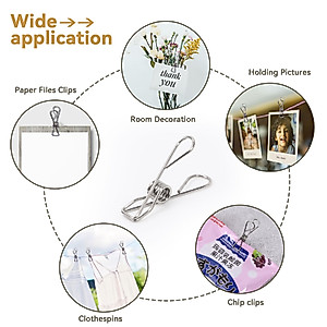 40 Pack Clothes Pins Heavy Duty, 304 Stainless Steel Clothes Pins with Waterproof Bag, Metal Clothespins Assorted Size Include Extra Large, 2.4/2.6/3.4 Inch Laundry Pins for Hanging Clothes Outdoor