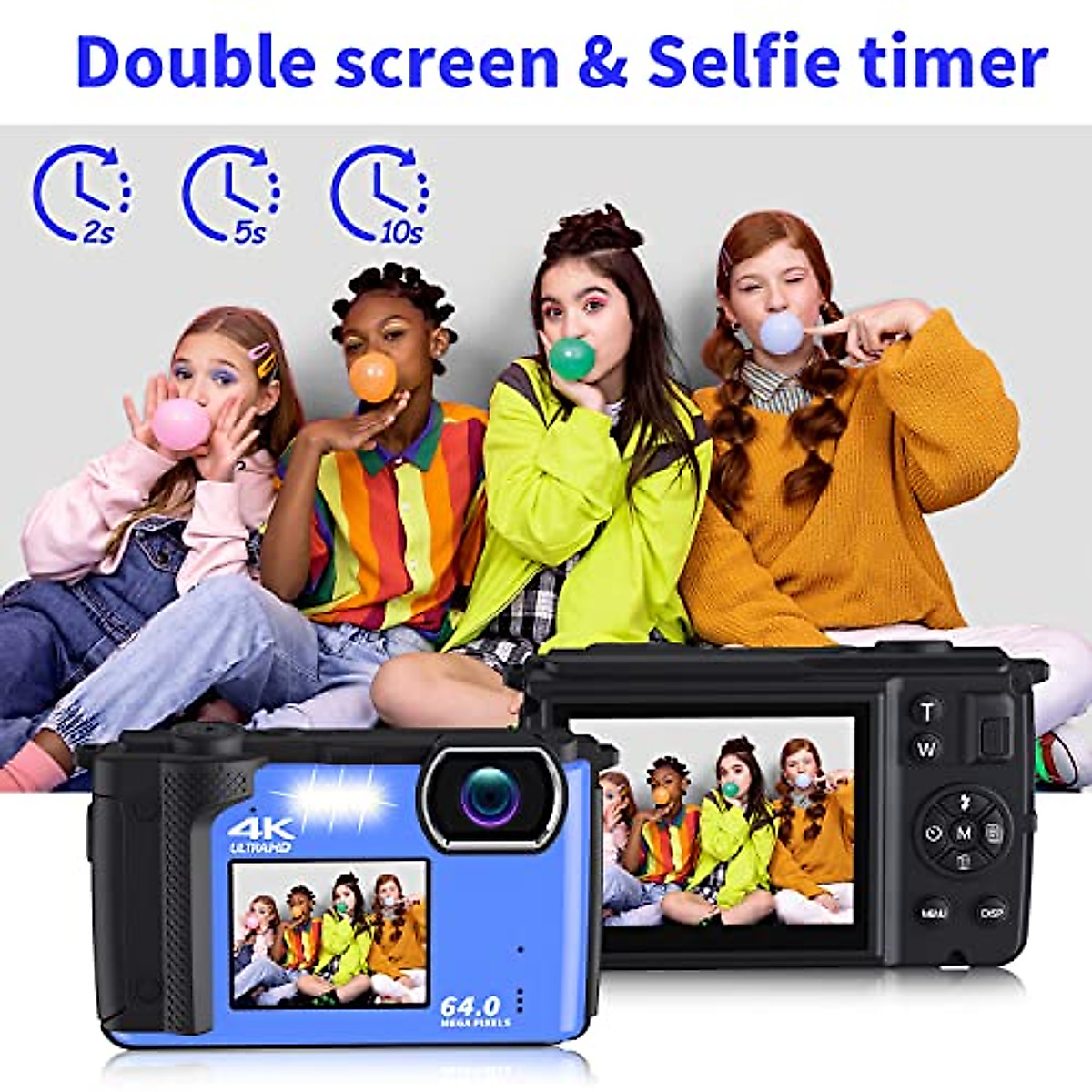 Kids Camera for Teens Boys and Girls,Digital Camera 1080P Vlogging Camera HD 24MP 16X Digital Zoom Camera with 32G Memory Card 2 Batteries & Charger YouTube Portable