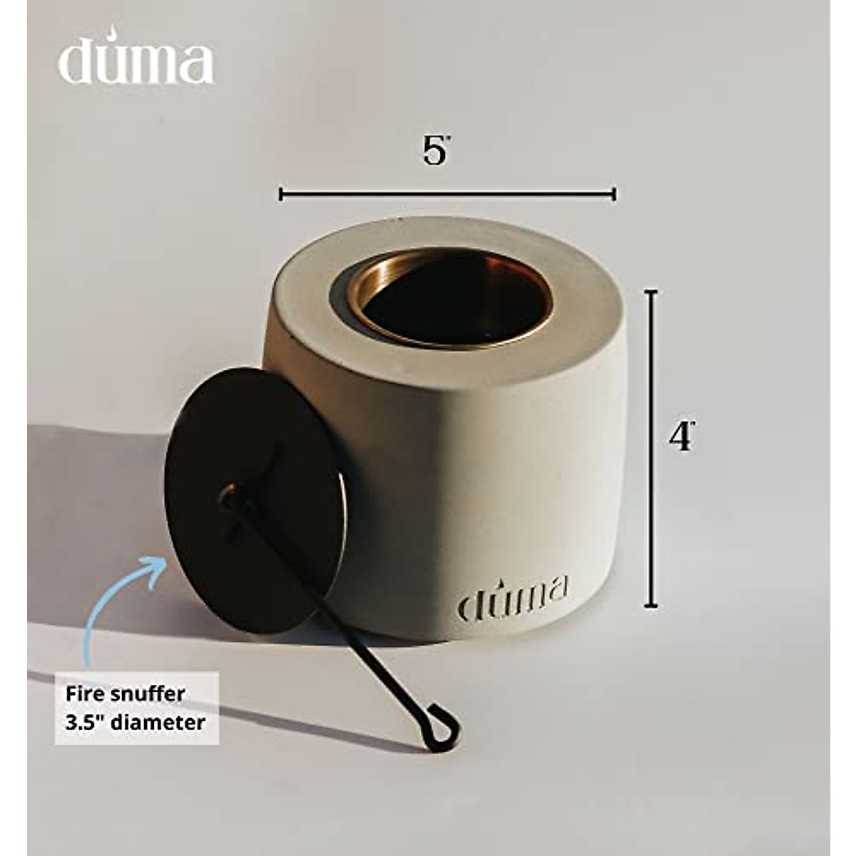 Duma Pit - Tabletop Fire Pit with 20+ Ideas Book & Snuffer, Concrete Portable Mini Fireplace, Outdoor Indoor Smores Maker, Ethanol Alcohol Table Top FirePit, Garden & Patio Decor