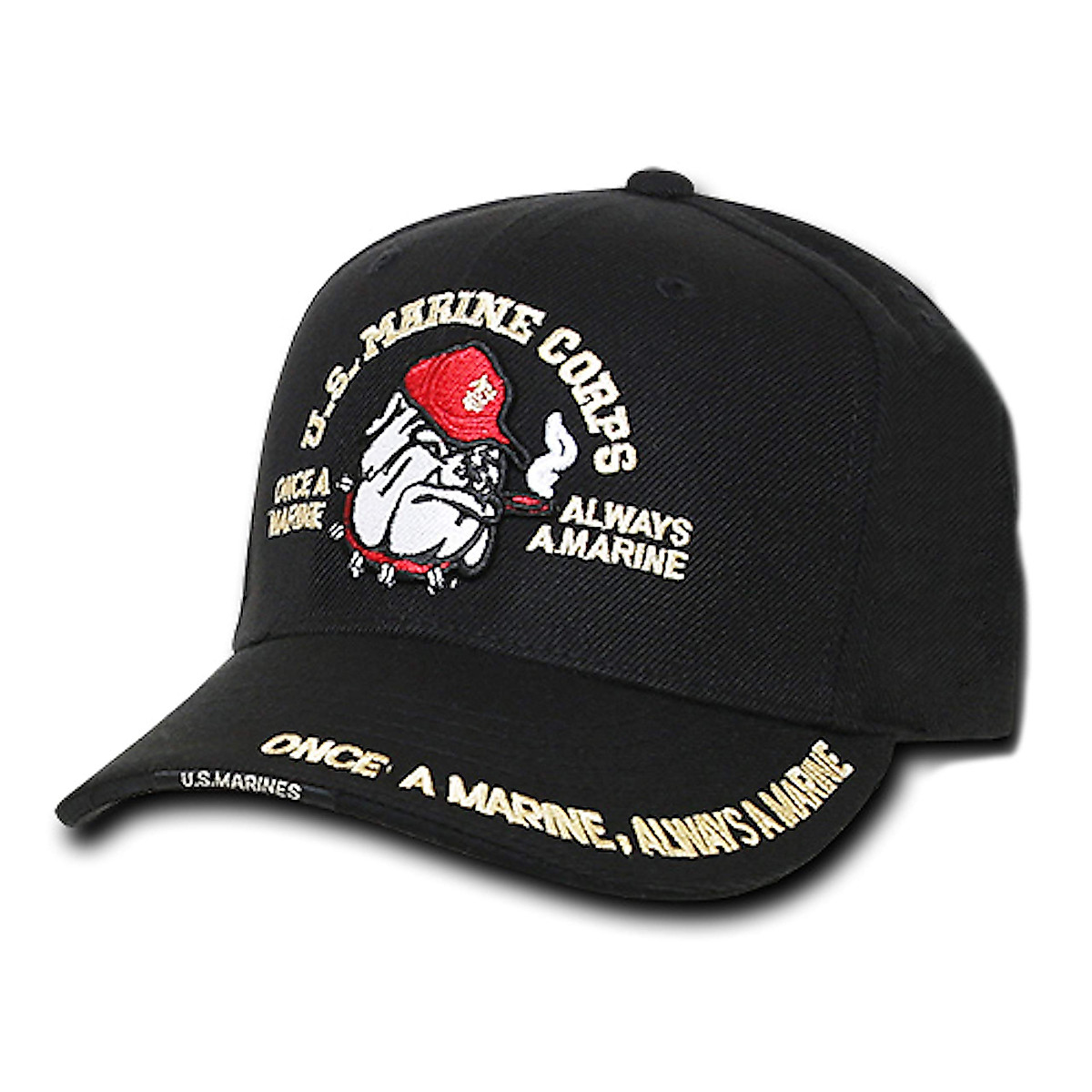 Black United States US Marines Corps USMC Marine Bulldog Structured Baseball Cap Hat